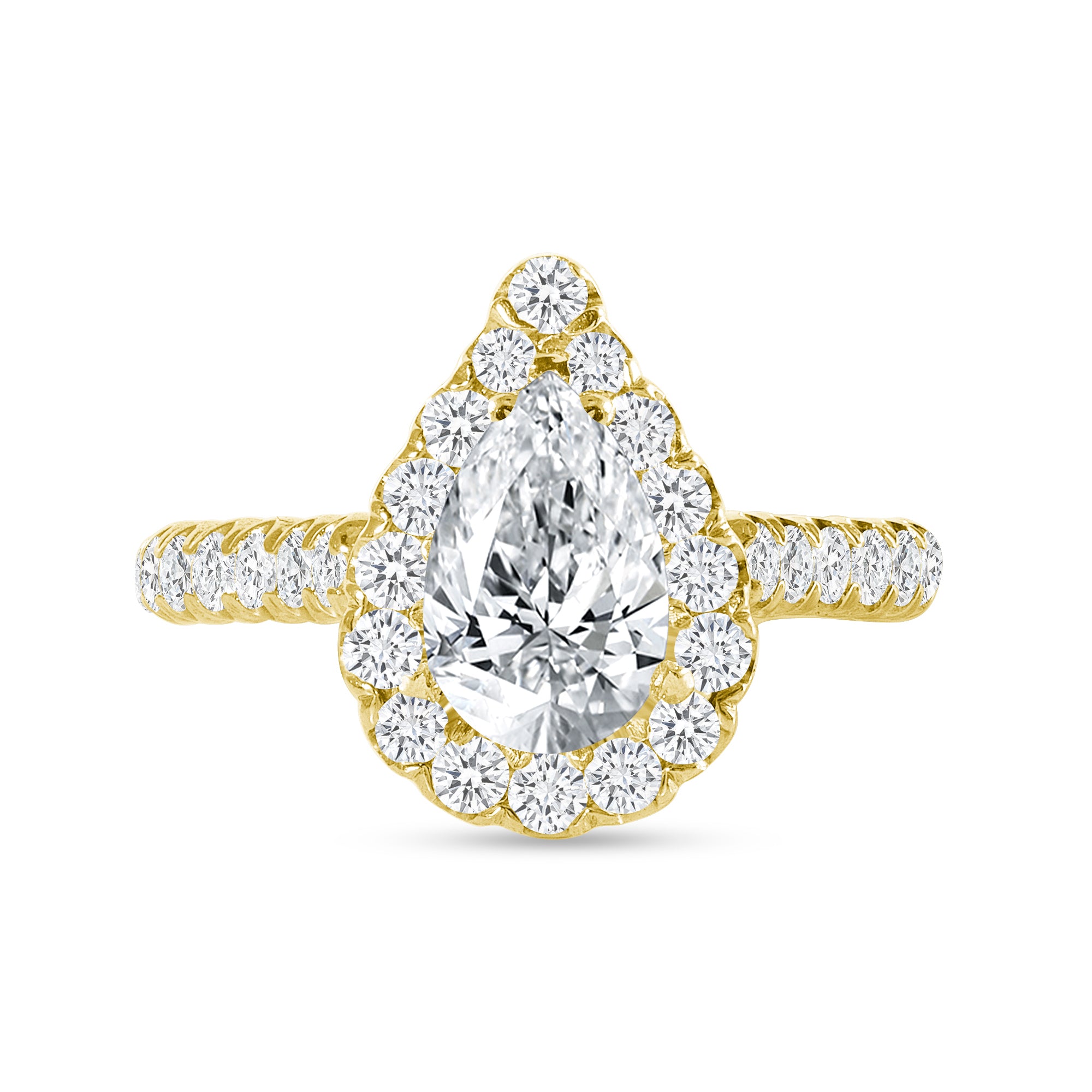 Small Pear Shaped and Round Diamond Engagement Ring – Diamonds by Azi